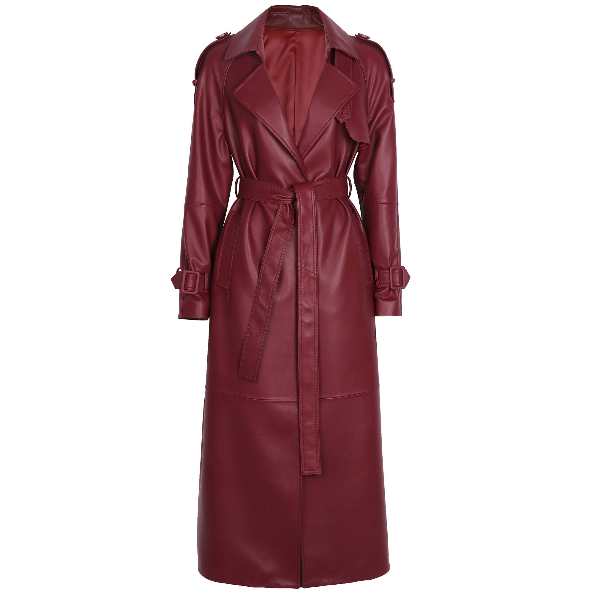 ASH LEATHER COAT | MULBERRY RED